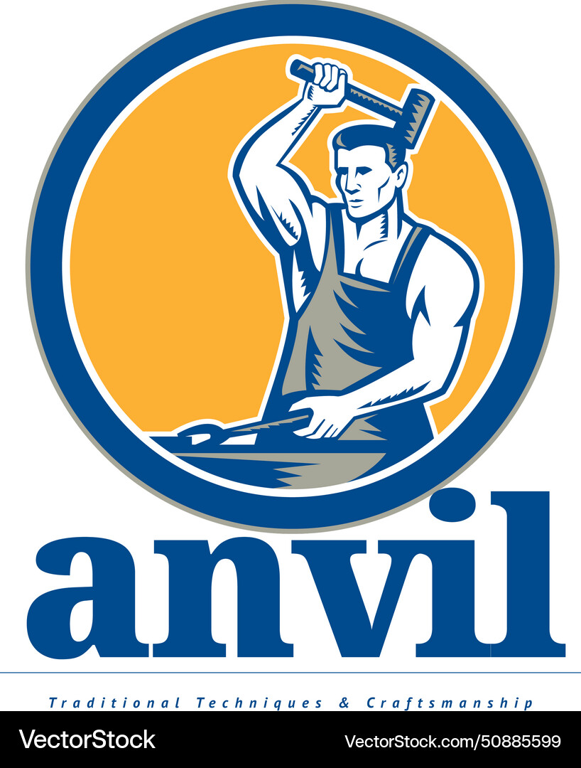 Anvil traditional techniques logo Royalty Free Vector Image
