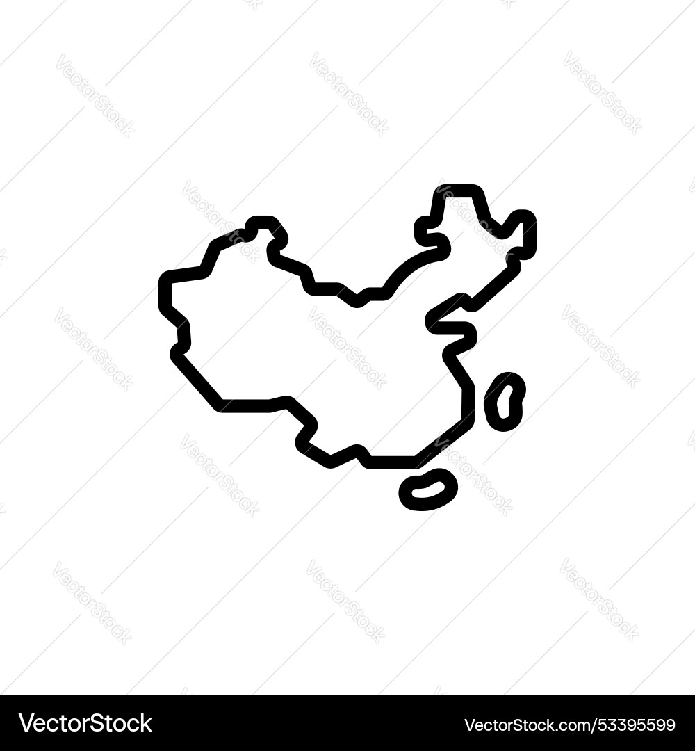 China map line icon isolated on white background Vector Image