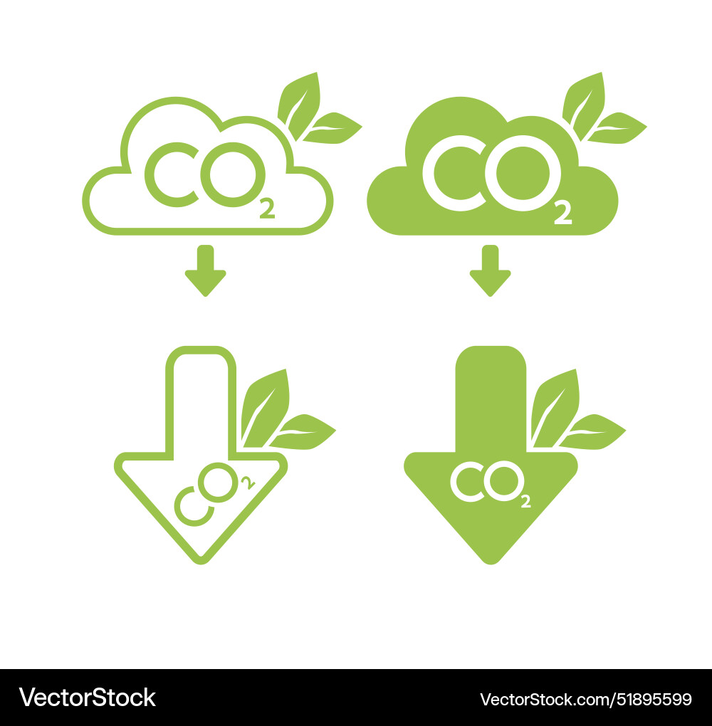 Co2 neutral icon set carbon gas emission Vector Image