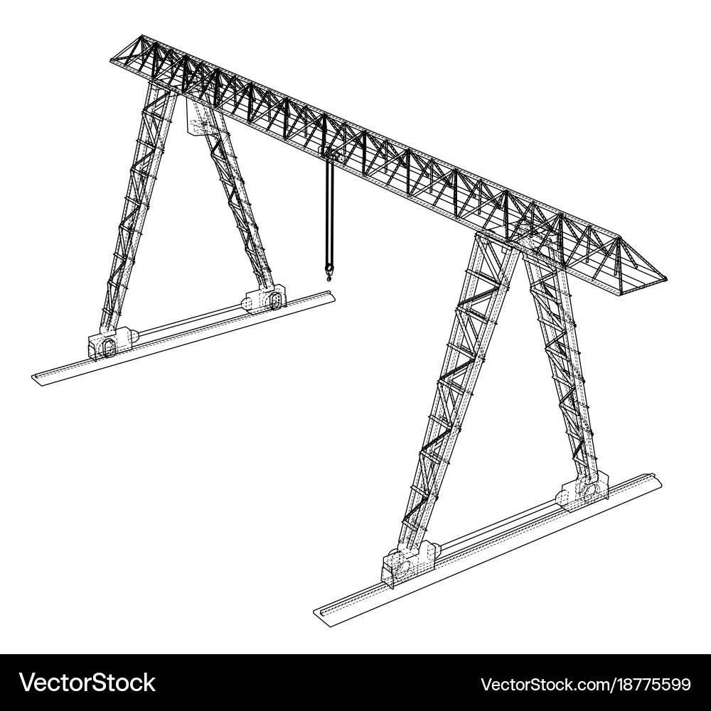 Gantry crane wire-frame eps10 format Royalty Free Vector