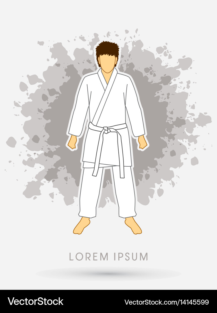 Karate suit with white martial arts belts Vector Image