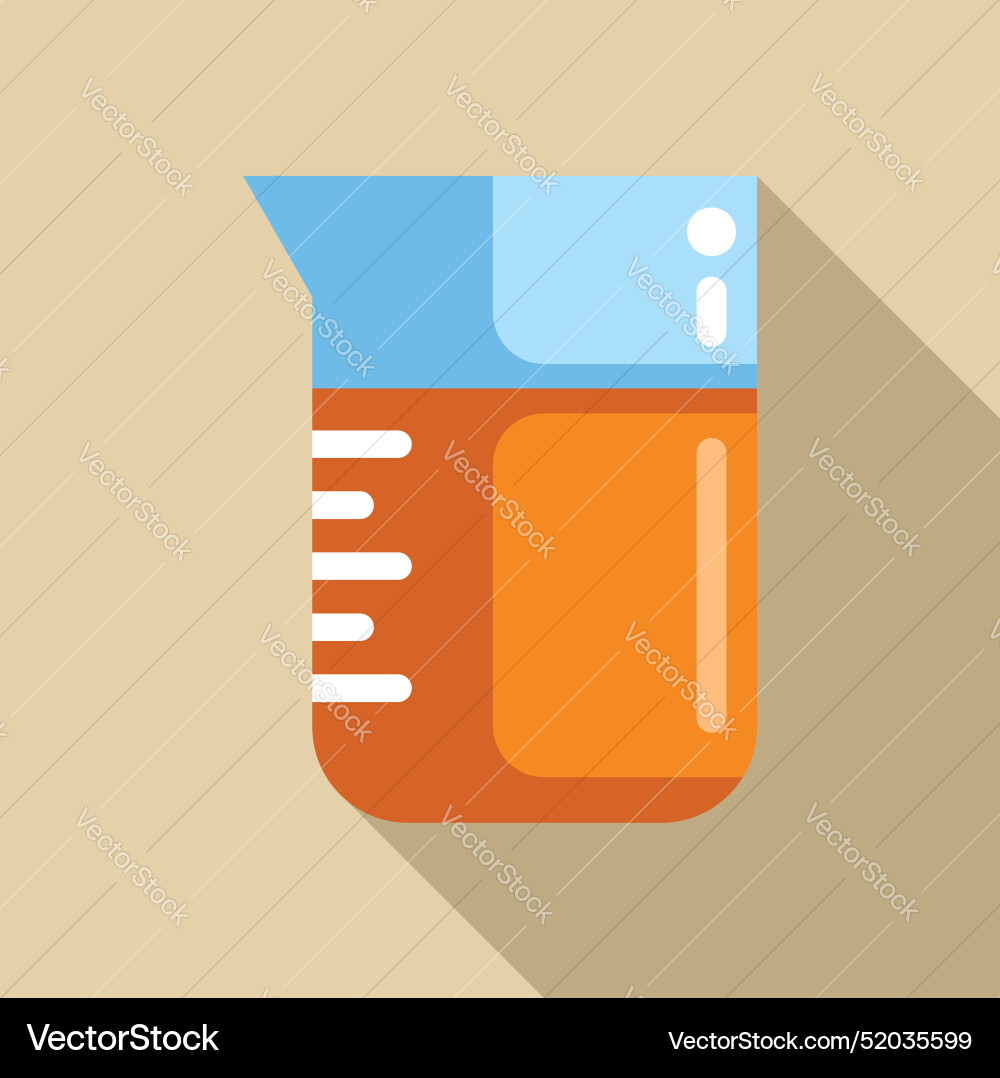 Laboratory beaker filled with orange liquid icon Vector Image