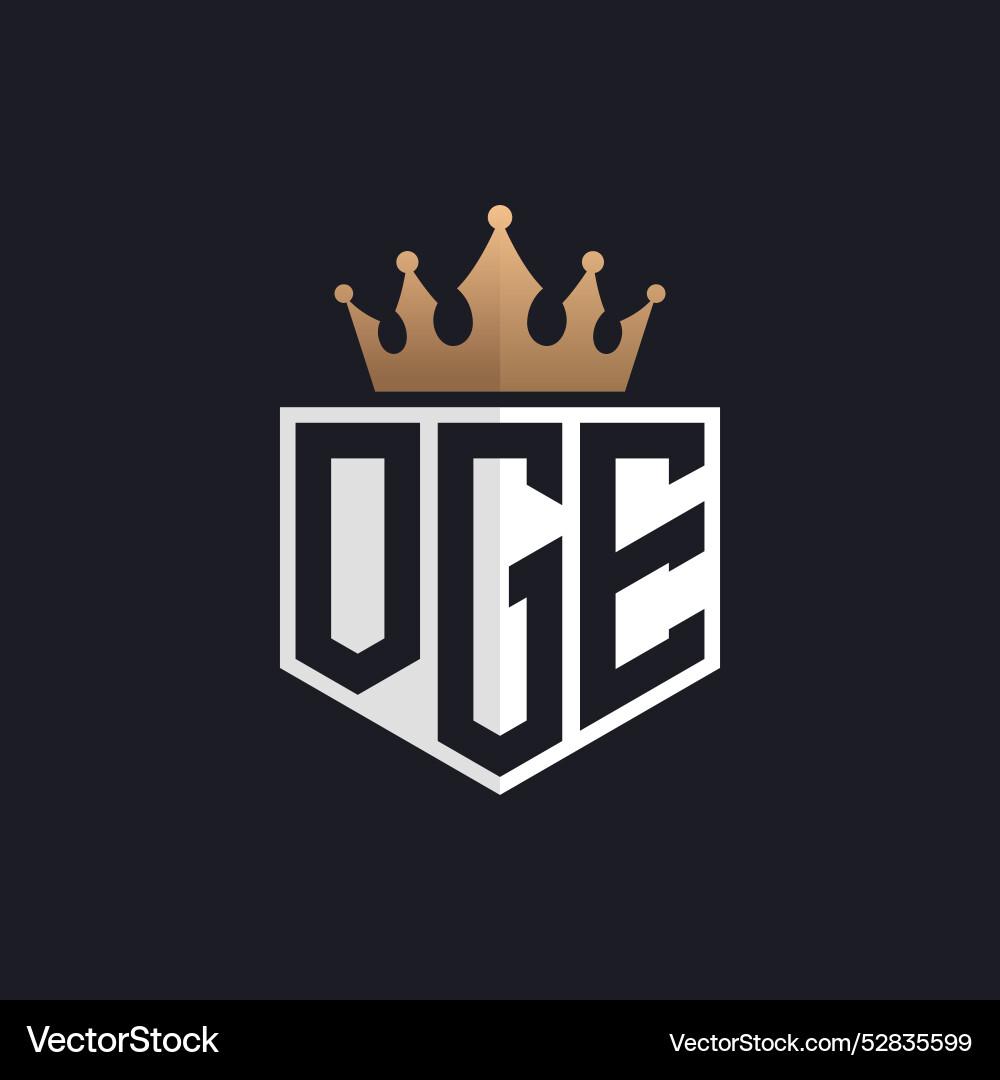 Luxury oge logo with crown elegant initials Vector Image