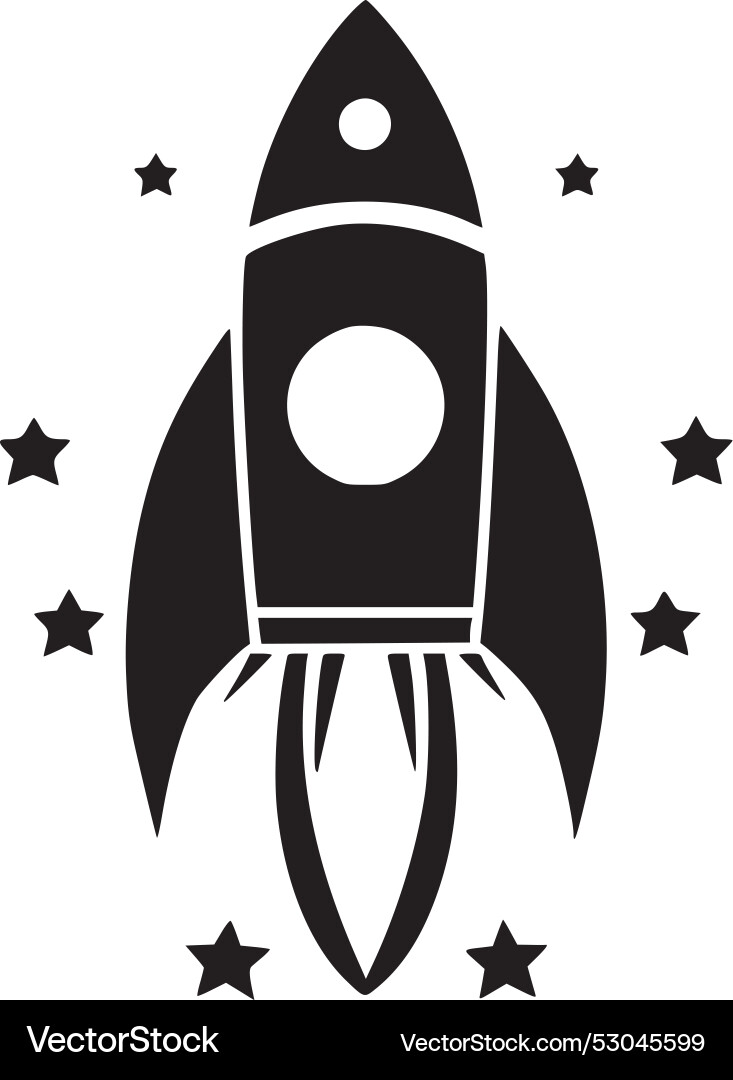 Rocket - black and white Royalty Free Vector Image