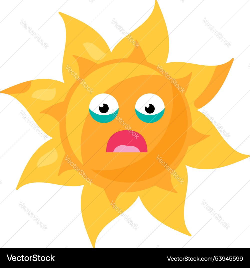 Scared panic anxious emoji sun element Royalty Free Vector