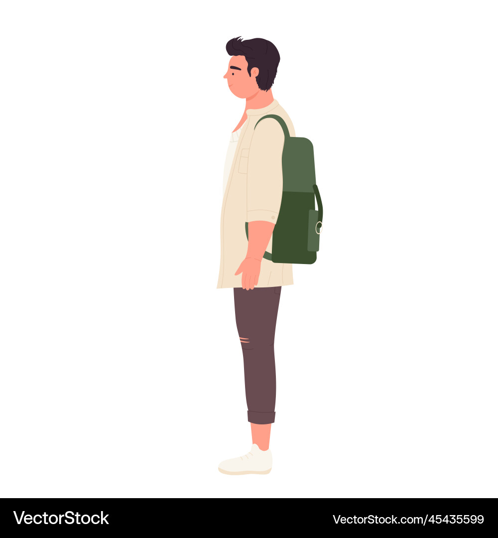 Side view of standing male student Royalty Free Vector Image
