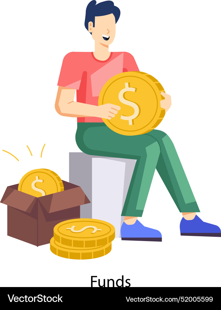 Webcharacter based of funds in flat s Royalty Free Vector