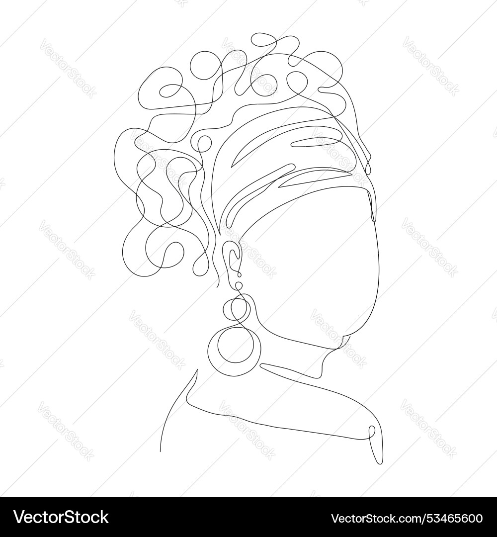 African woman face one line continuous Royalty Free Vector
