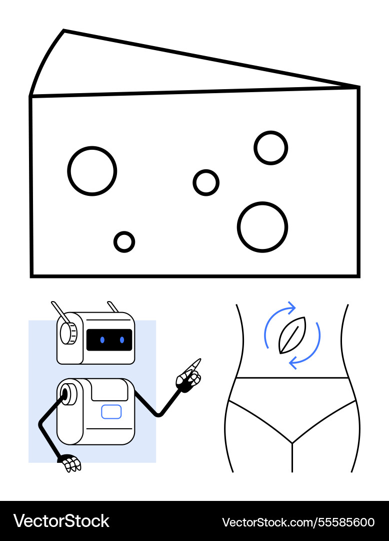 Cheese slice robot pointing and body Royalty Free Vector