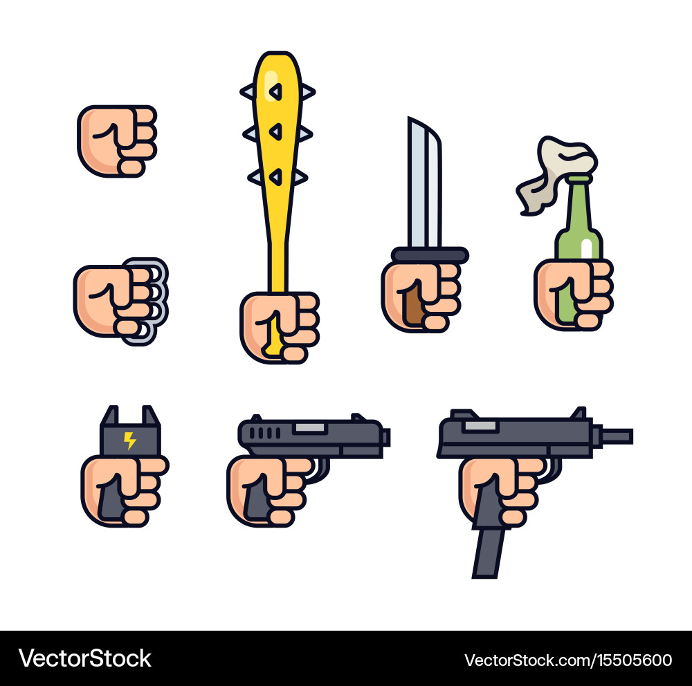 Cold weapon and firearms collection weapons Vector Image