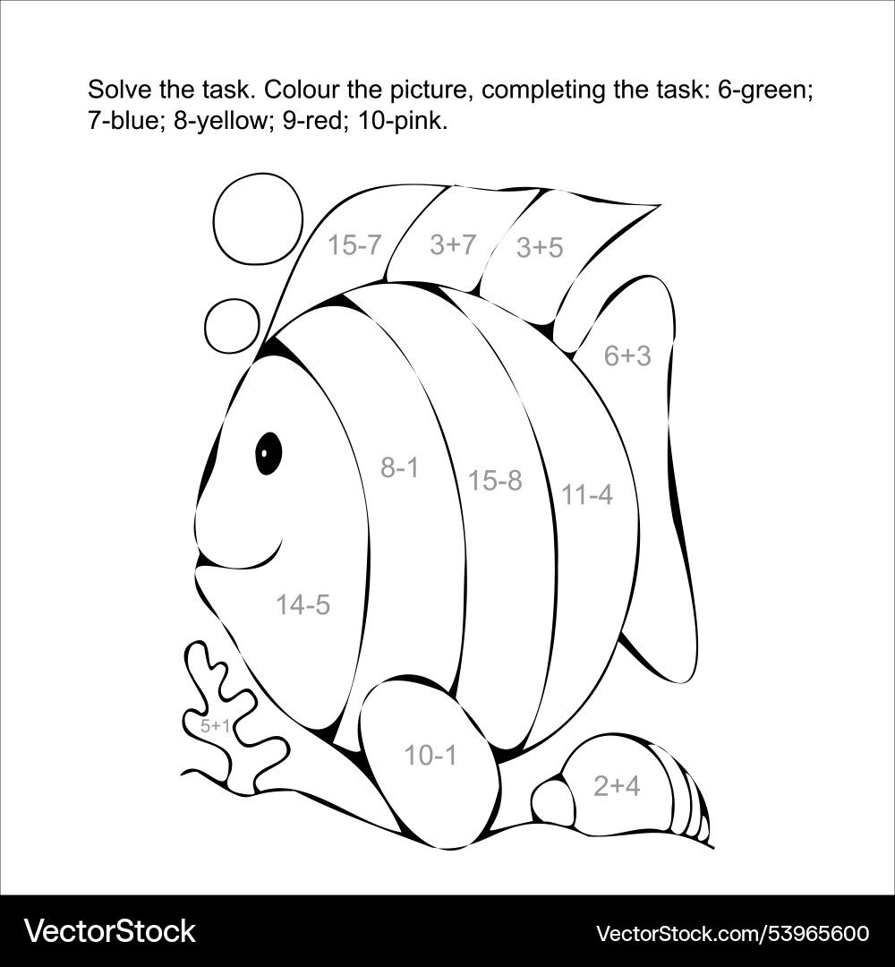 Coloring outline educational with math Royalty Free Vector