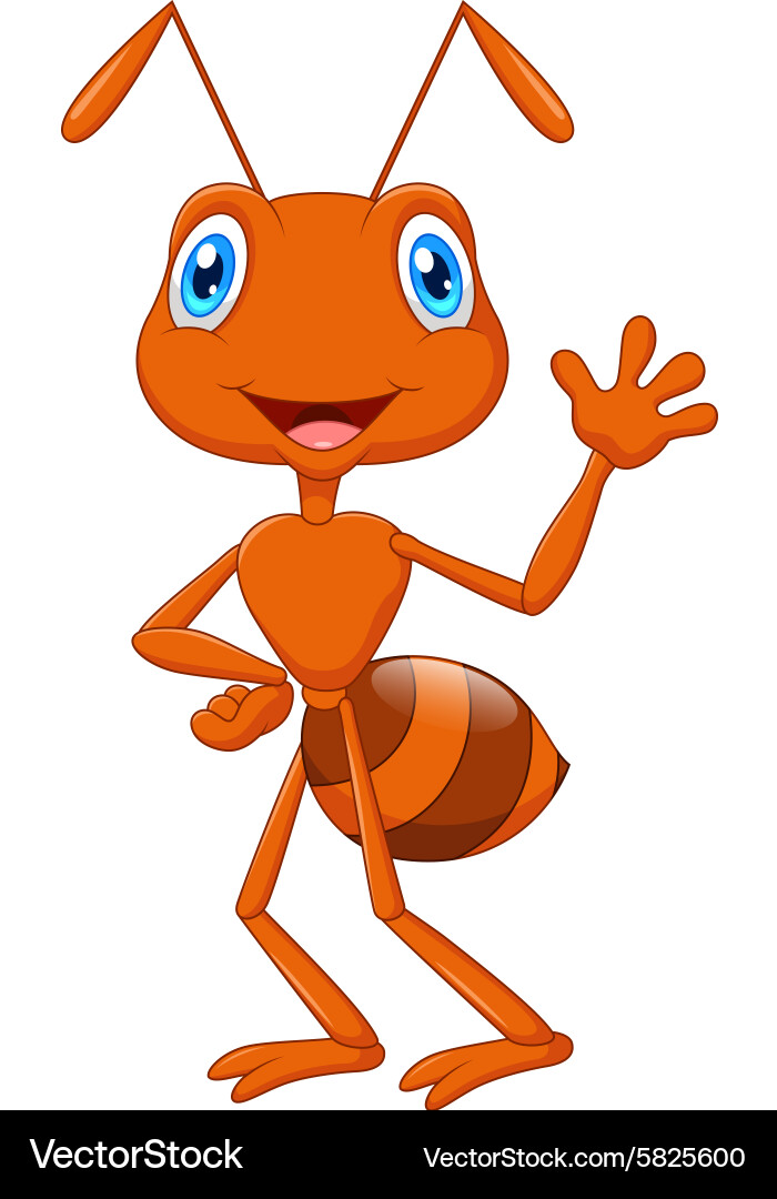 Cute ant cartoon waving Royalty Free Vector Image
