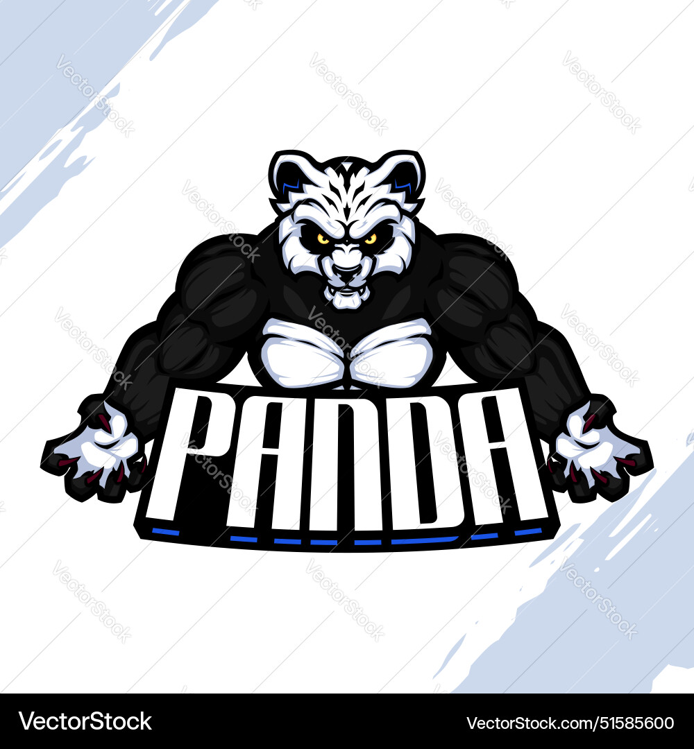 Furious muscular white face panda Royalty Free Vector Image