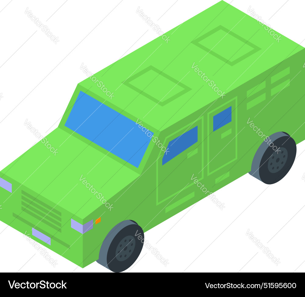 Green armored military vehicle transporting Vector Image