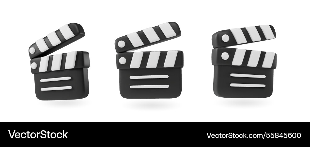 Movie clapper board in black and white 3d clapper Vector Image