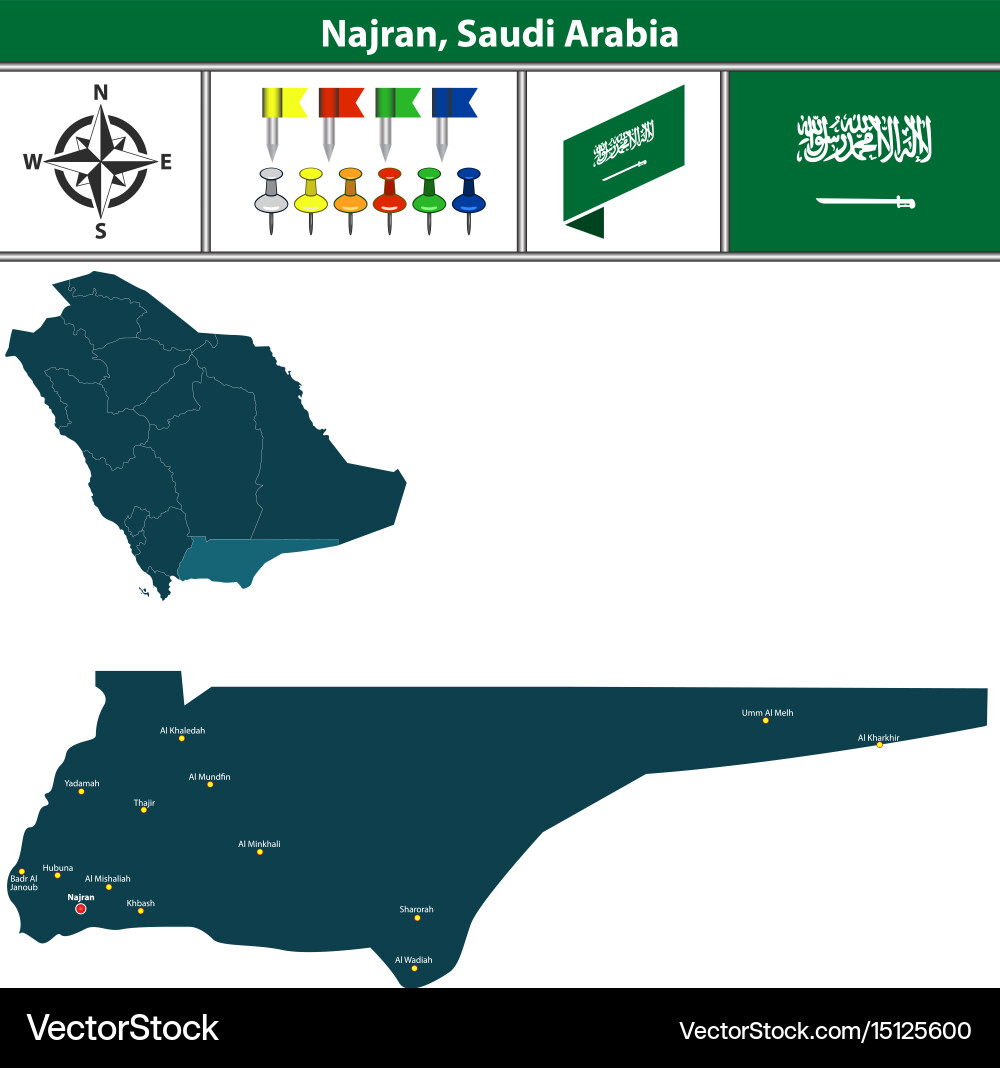 Najran Region Map - Saudi Arabia Royalty Free Vector Image