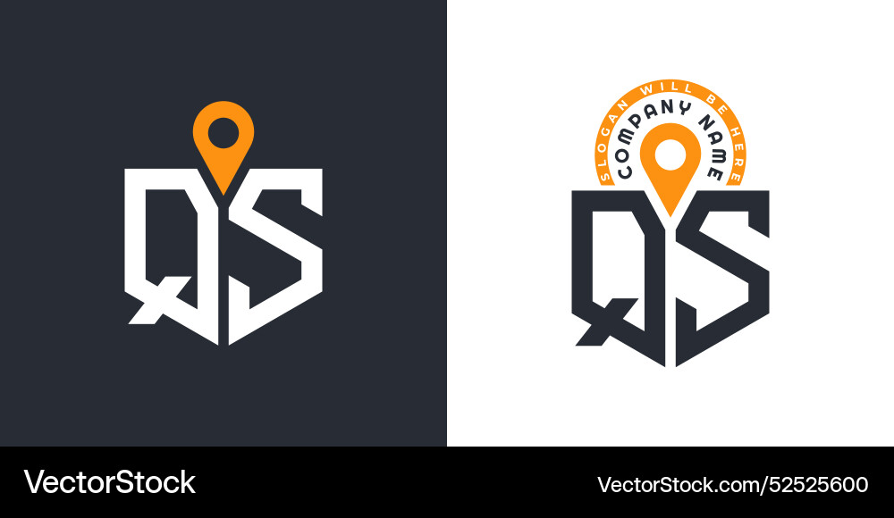 Qs location logo bundle letter dual icons Vector Image