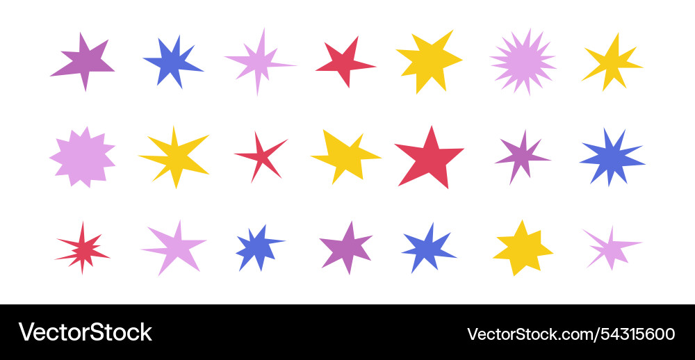 Sharp stars shapes set bright irregular sparks Vector Image
