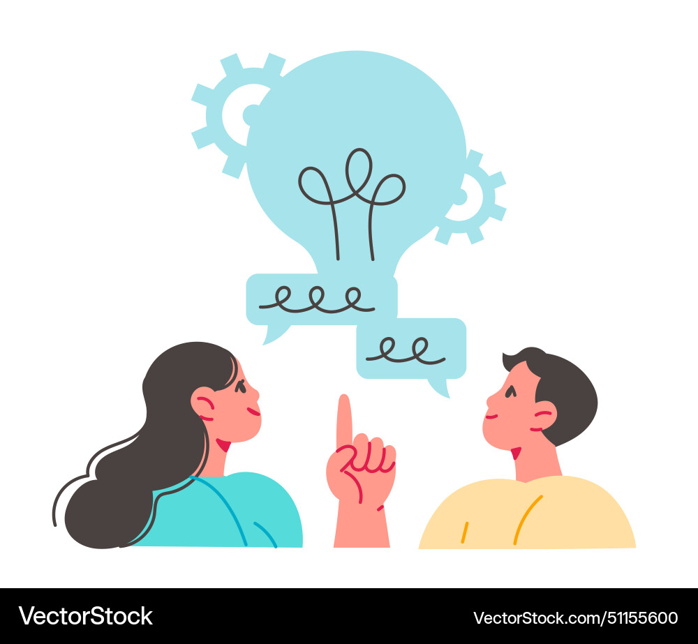 Two people discussing an idea Royalty Free Vector Image