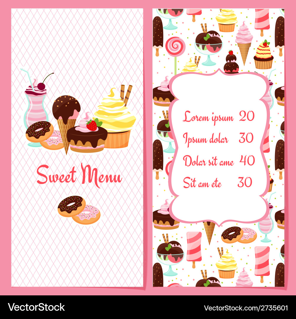 Dessert menu template Royalty Free Vector Image
