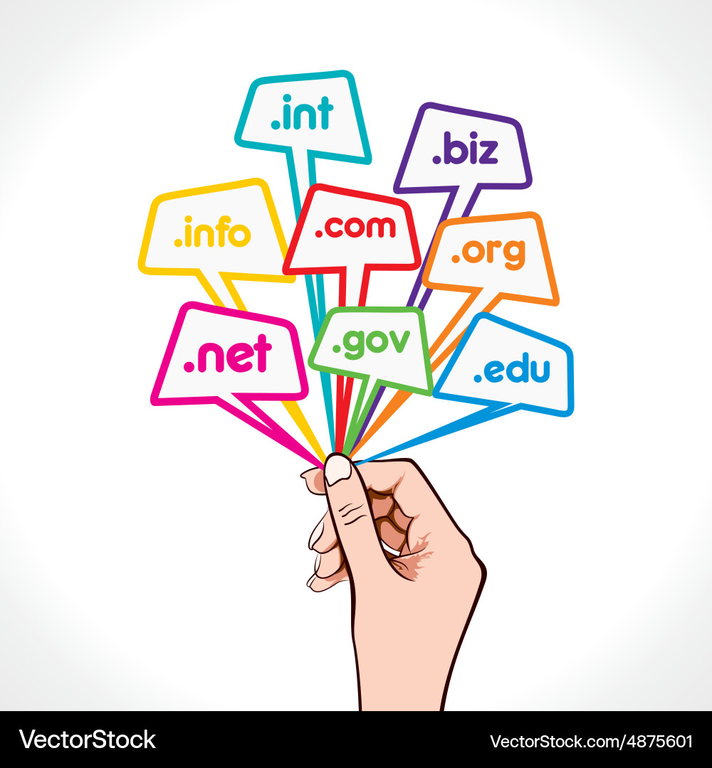 Domain name in hand Royalty Free Vector Image - VectorStock
