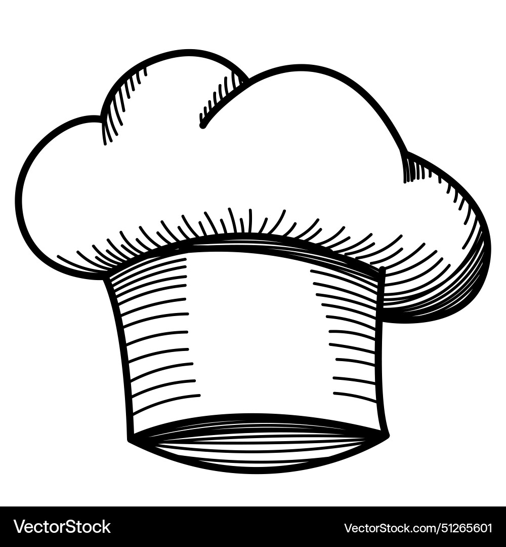 Doodle line art chef hat Royalty Free Vector Image