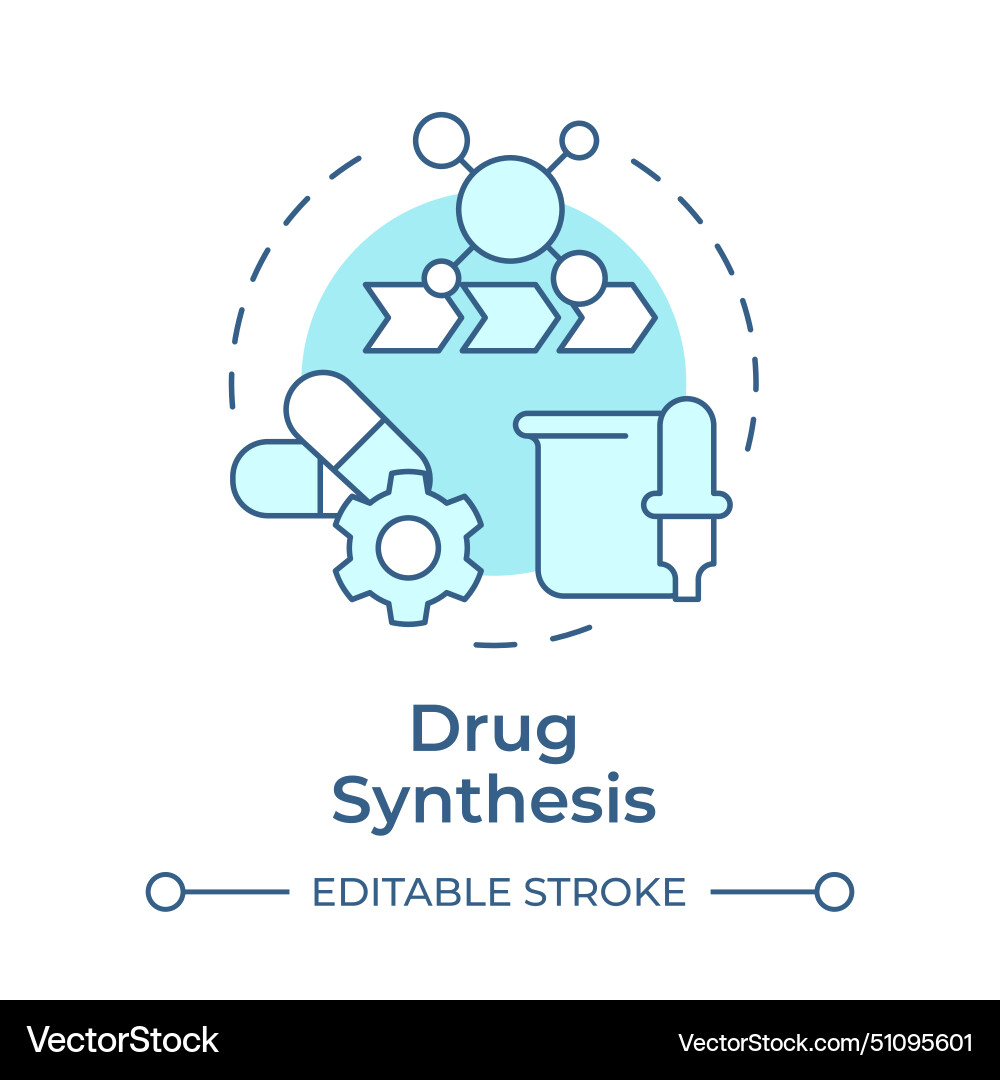Drug synthesis soft blue concept icon Royalty Free Vector