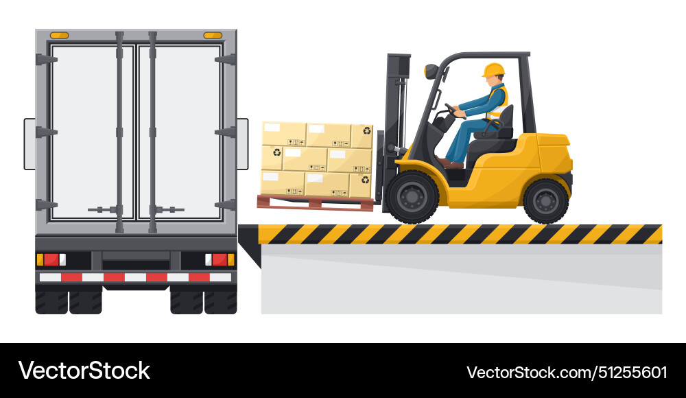 Forklift loading a pallet with boxes Royalty Free Vector