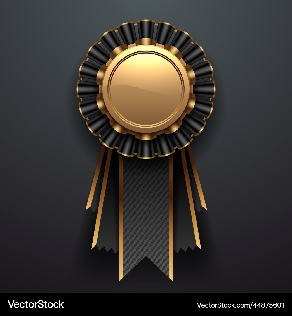Gold and black award with ribbons Royalty Free Vector Image