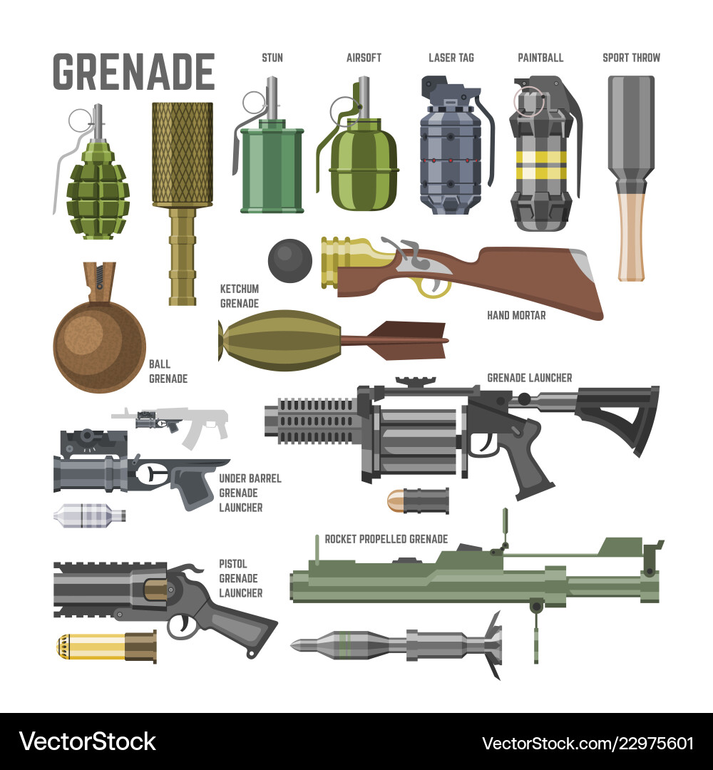 Gun military weapon grenade-gun army Royalty Free Vector