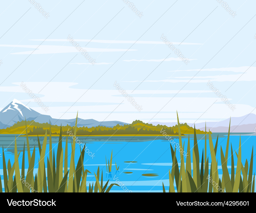 Lake landscape Royalty Free Vector Image - VectorStock