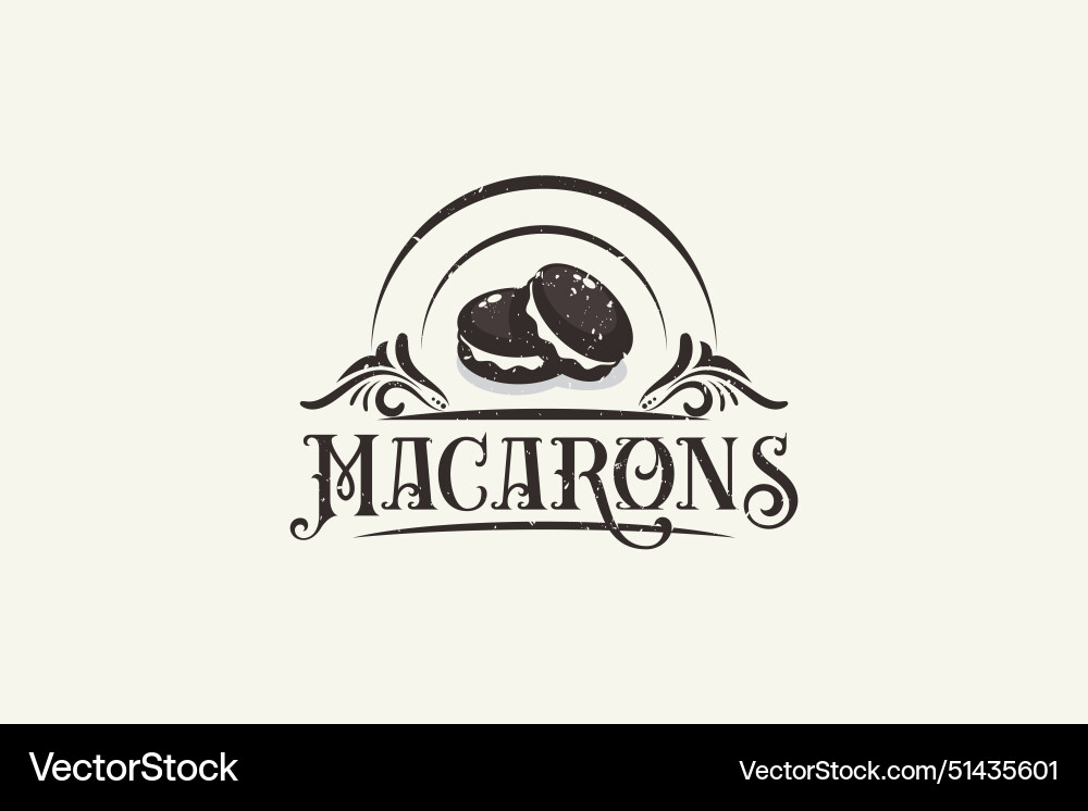 Macarons logo in vintage style with two Royalty Free Vector