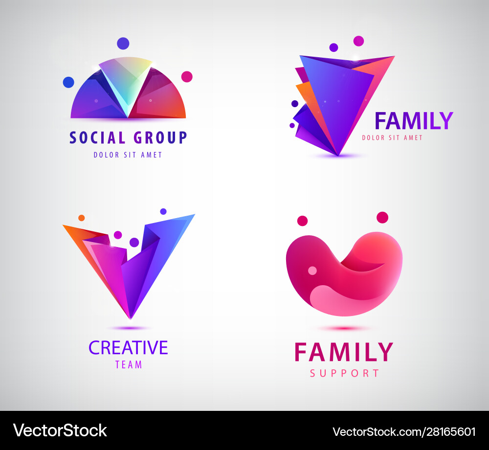 Set men people group family logos Royalty Free Vector Image