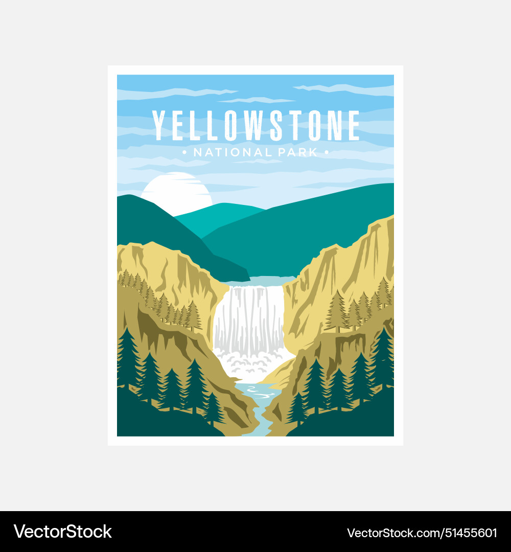 Yellowstone falls national park poster Royalty Free Vector