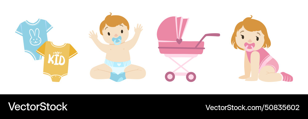 Baby nursery item and infant object set Royalty Free Vector