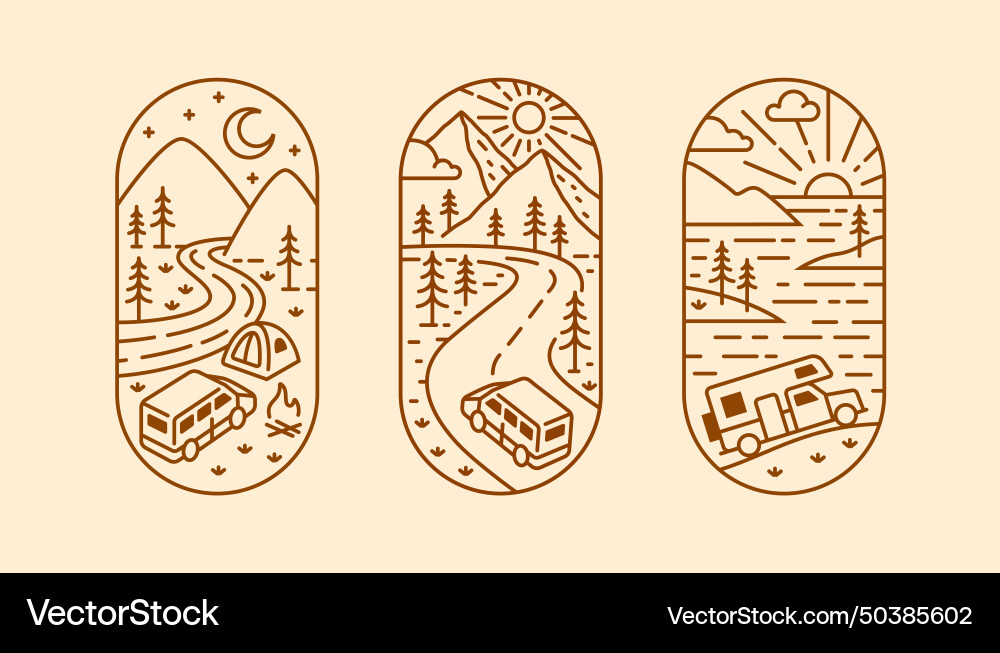 Beautiful nature line art Royalty Free Vector Image