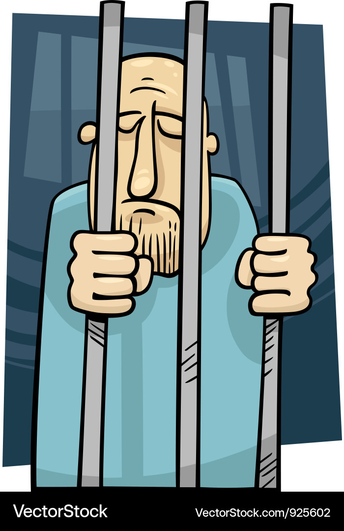 Cartoon of jailed man Royalty Free Vector Image