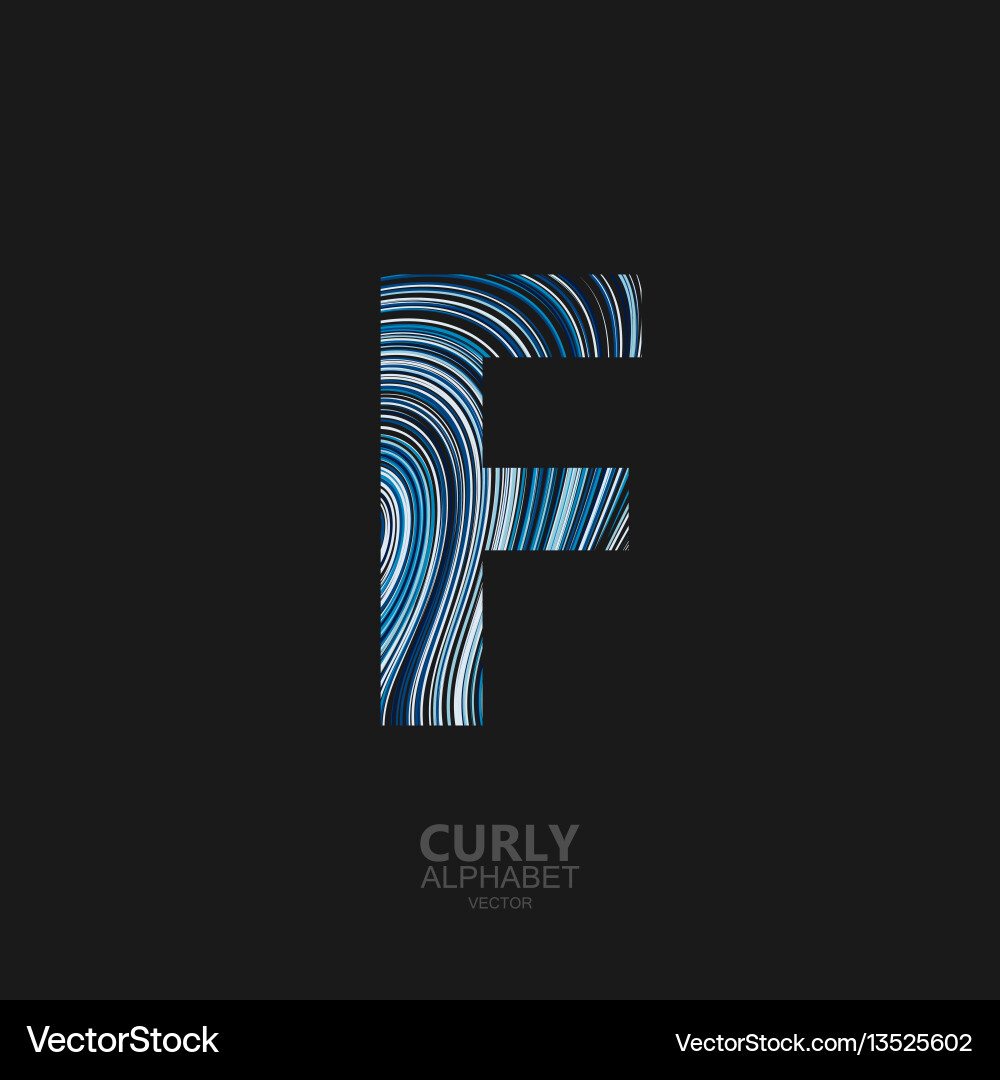 Curly textured letter f Royalty Free Vector Image