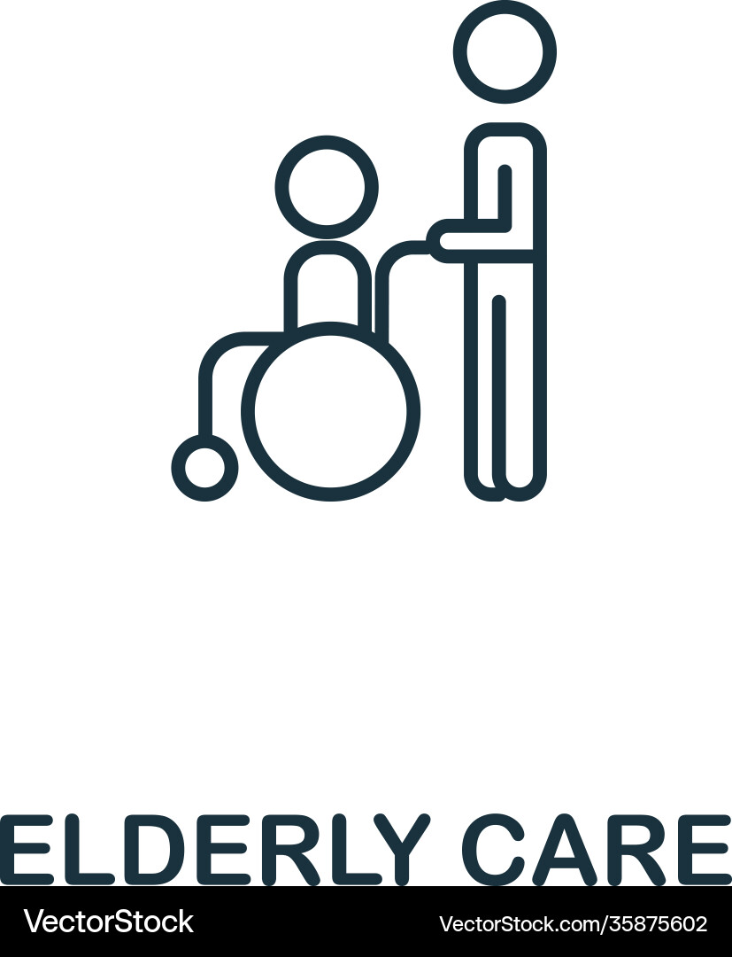 Elderly care icon simple line element Royalty Free Vector