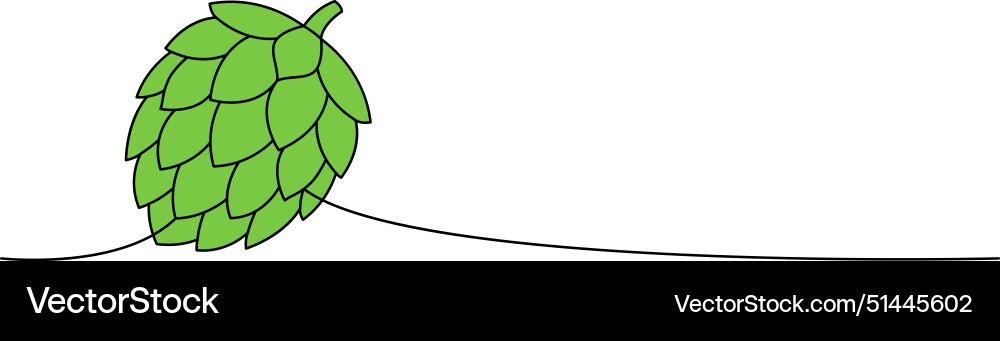 Hop cone for beer industry one line colored Vector Image