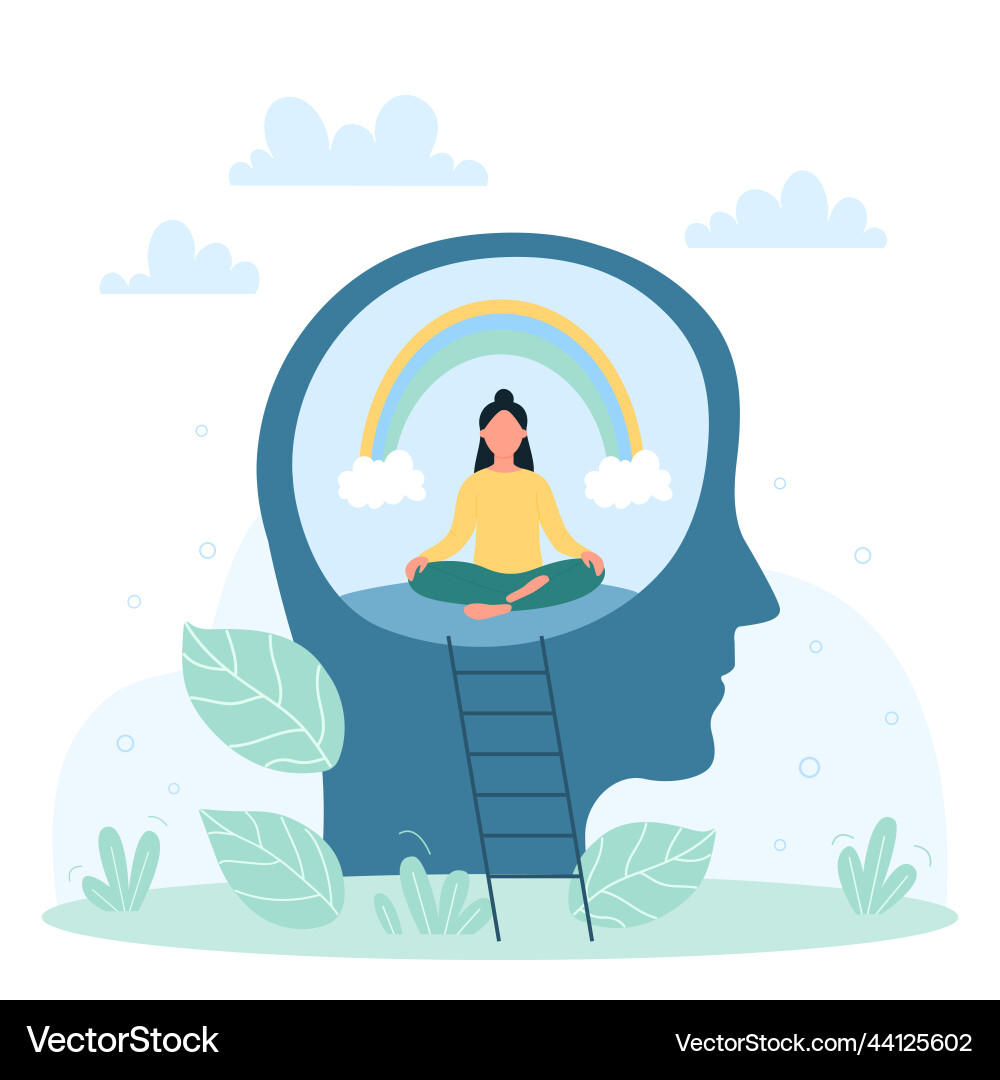 Positive thinking mind balance happy tiny person Vector Image
