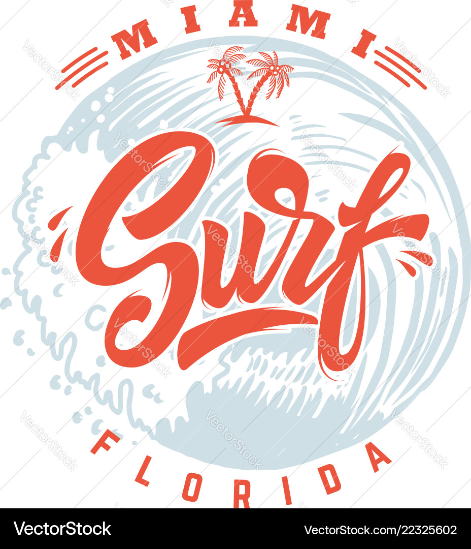 Surf Lettering Wave Art Royalty Free Vector Image
