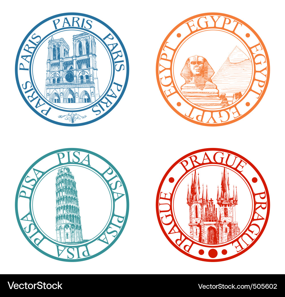 Travel stamps set Royalty Free Vector Image - VectorStock