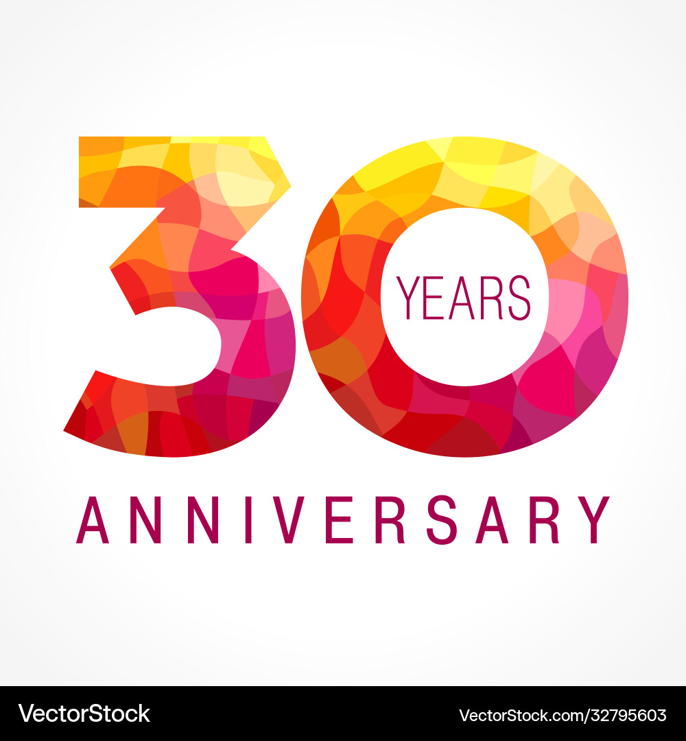 30 anniversary red logo Royalty Free Vector Image