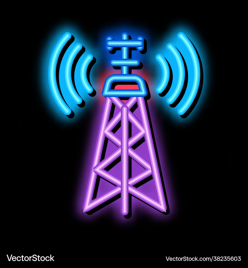 Air navigation signal tower neon glow icon Vector Image