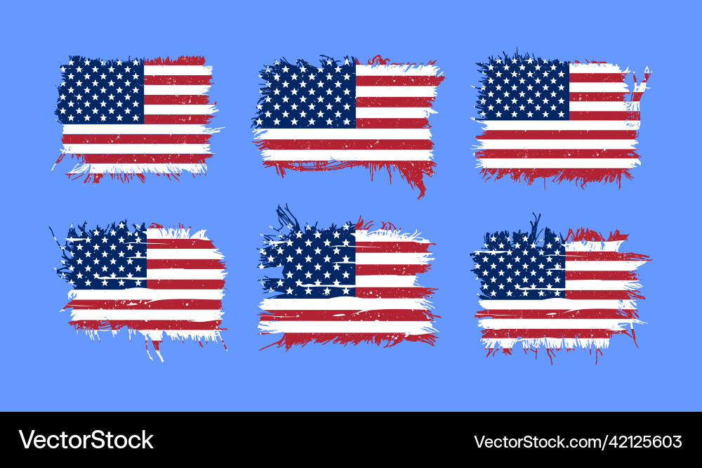 American flag distressed patches set flags Vector Image