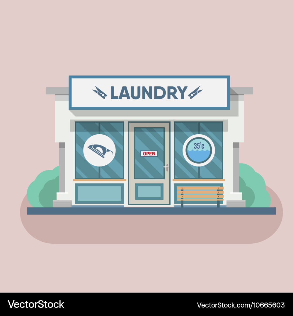 Building laundry flat design washing mashine Vector Image