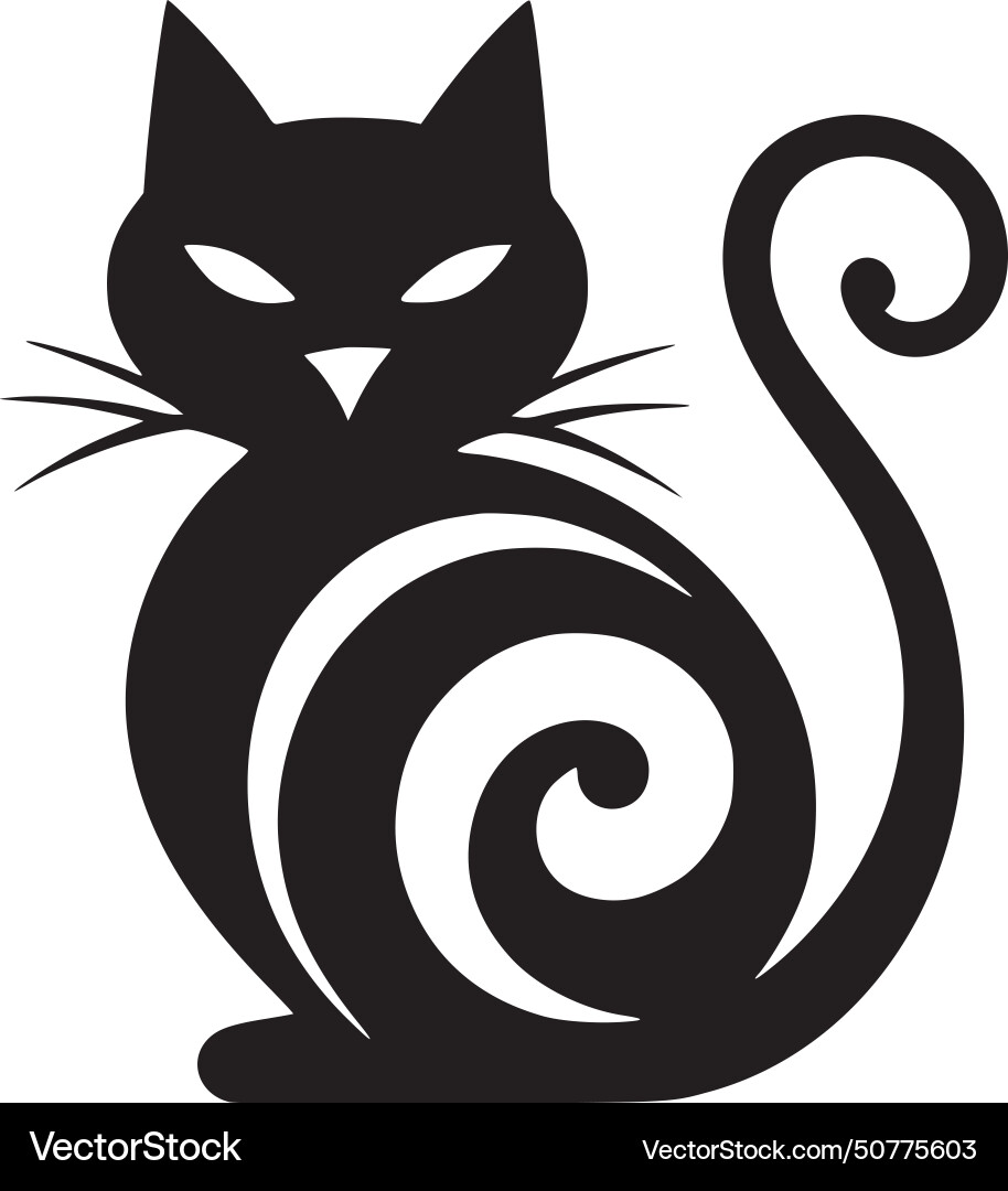 Cat - black and white Royalty Free Vector Image