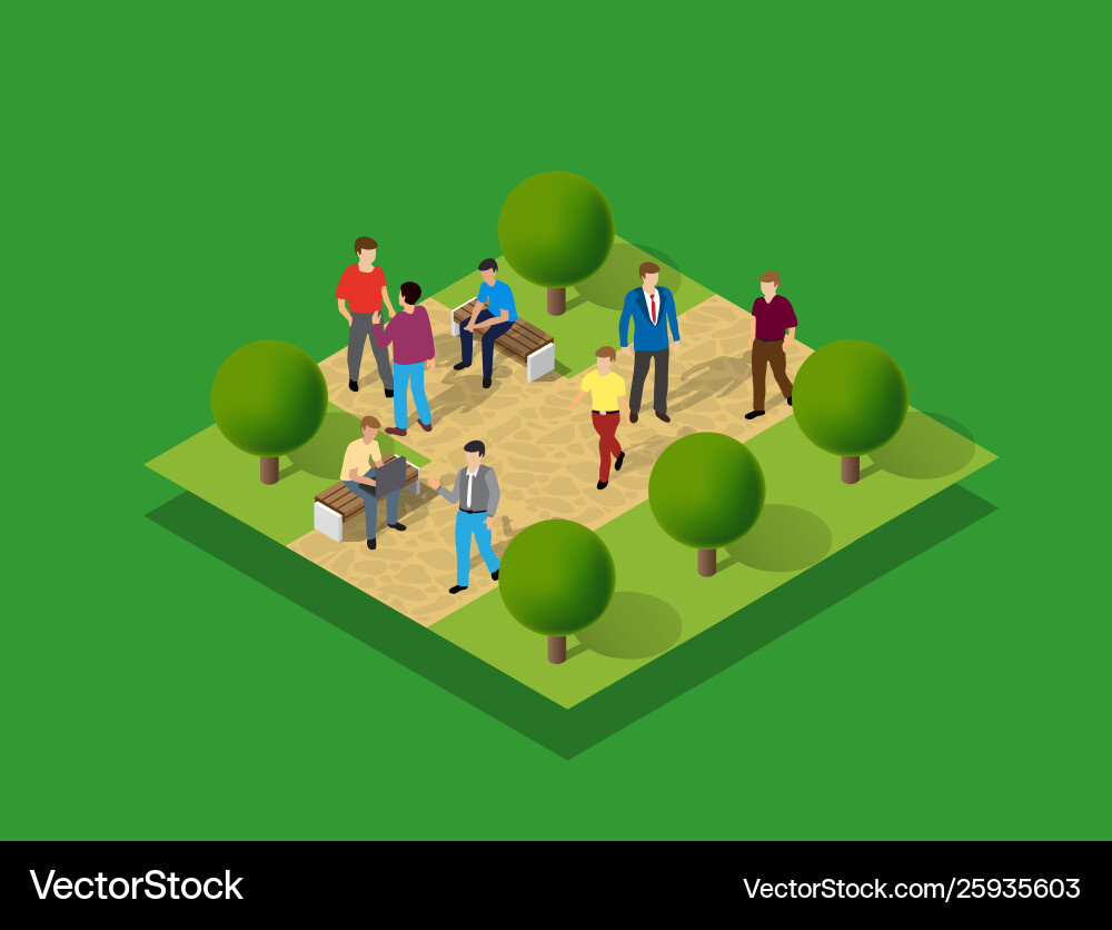 City park with people Royalty Free Vector Image