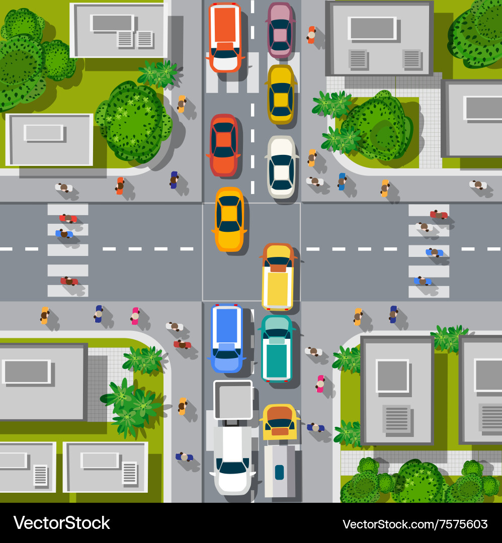 City Street Intersection Royalty Free Vector Image